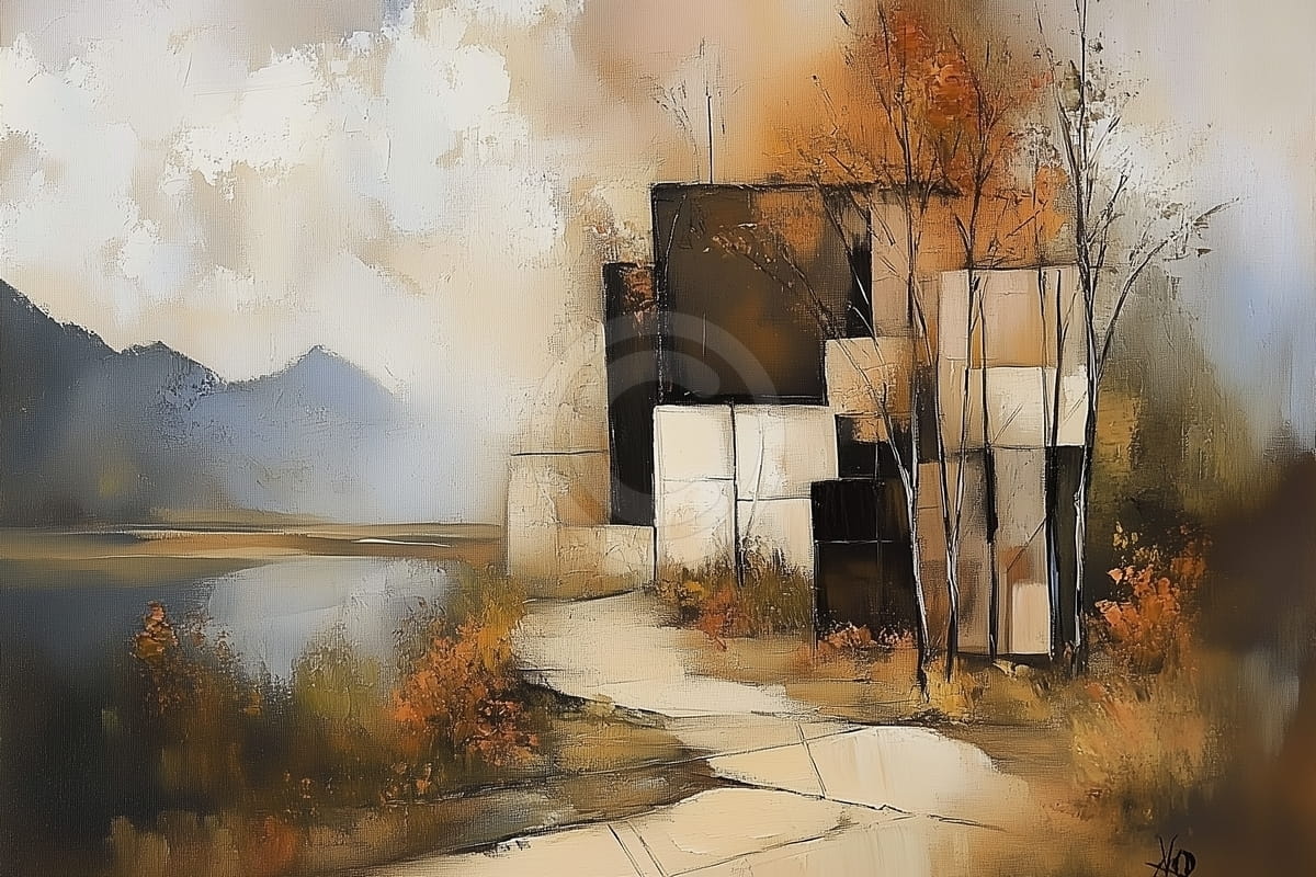 Cuadro Donde la Geometría Encuentra el Otoño en Lienzo - Pintura en ...